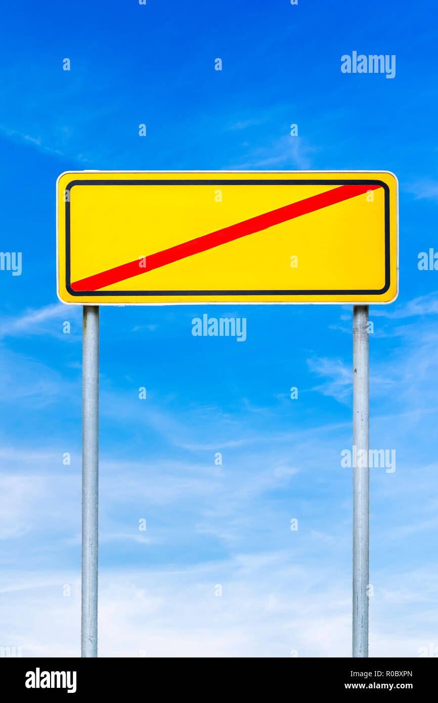 Crossed road sign over blue sky. Border concept Stock Photo - Alamy