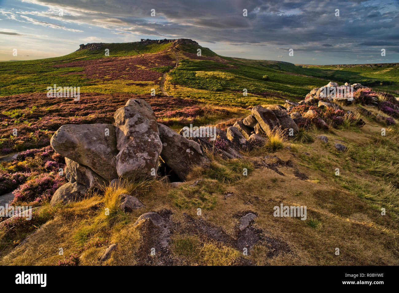 Higger Tor taken from defensive wall of Carl Wark. The Peak District ...