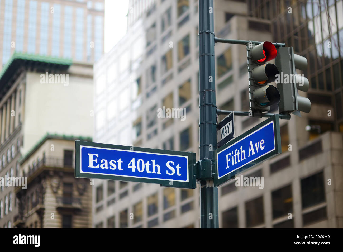 Intersection of East 40th street and 5th Ave in New York City, USA ...