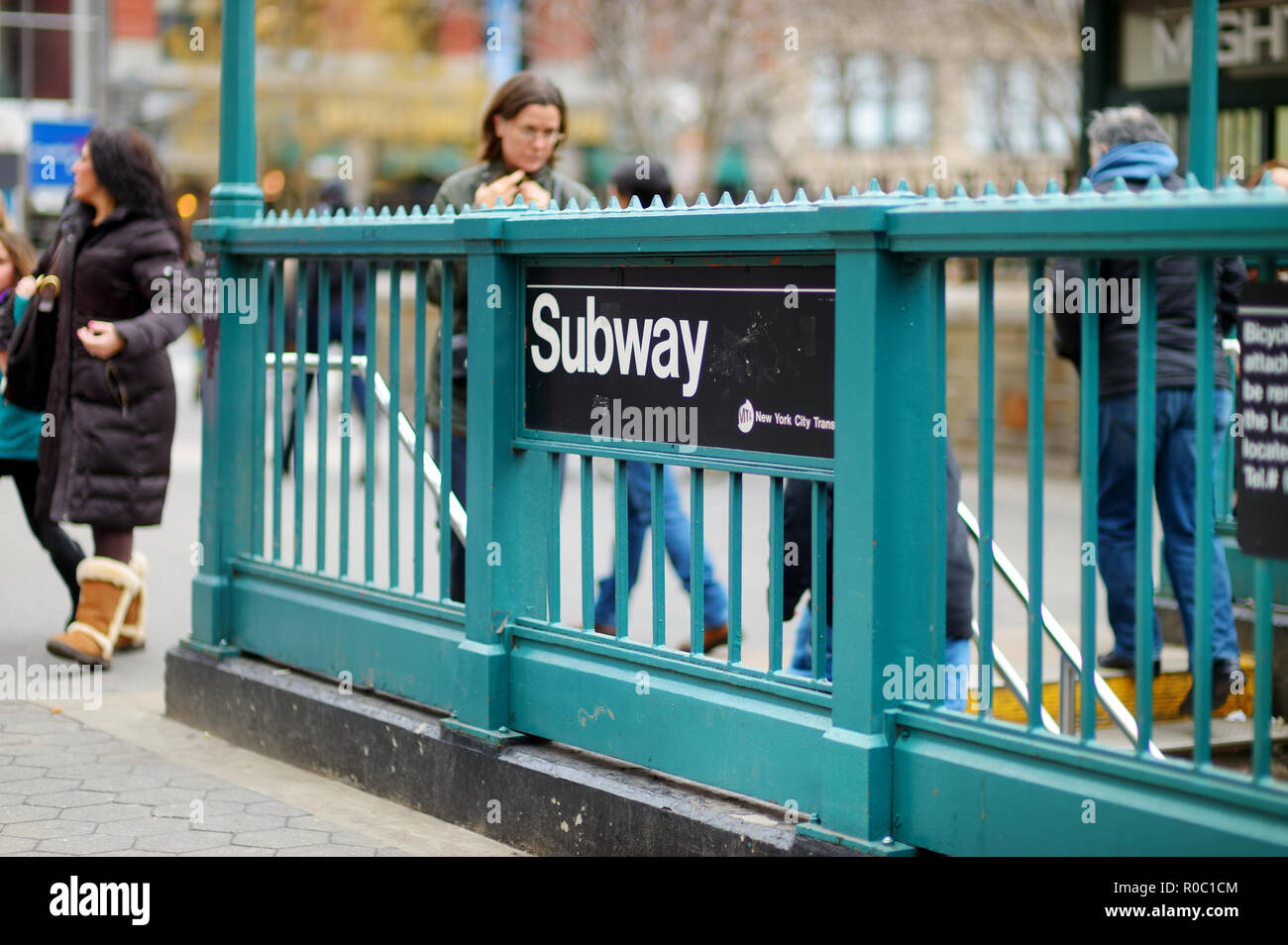 Times square subway stairs hi-res stock photography and images - Alamy