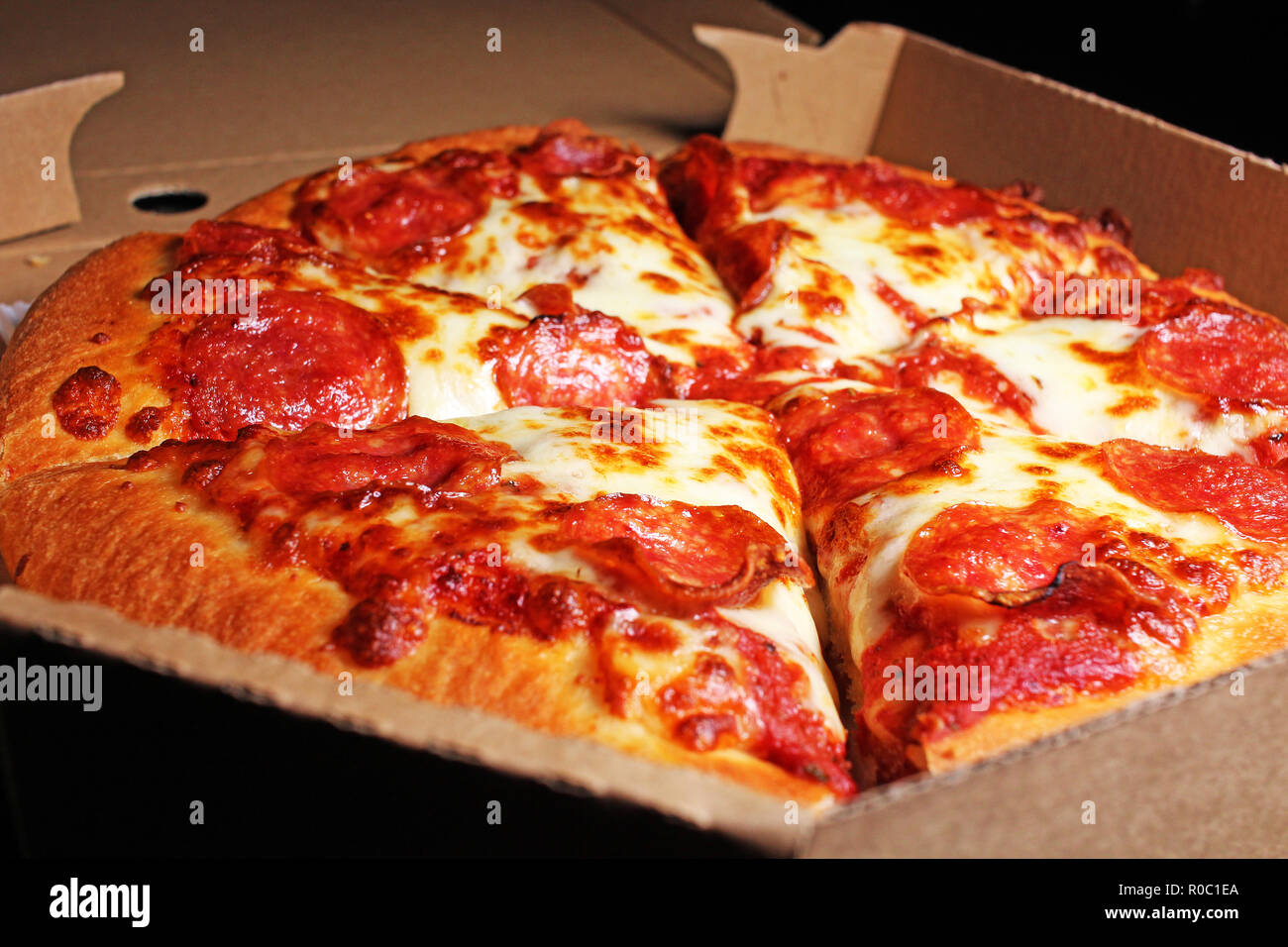 Pizza sausage american salami cheese slice slices pizza delivery Stock ...
