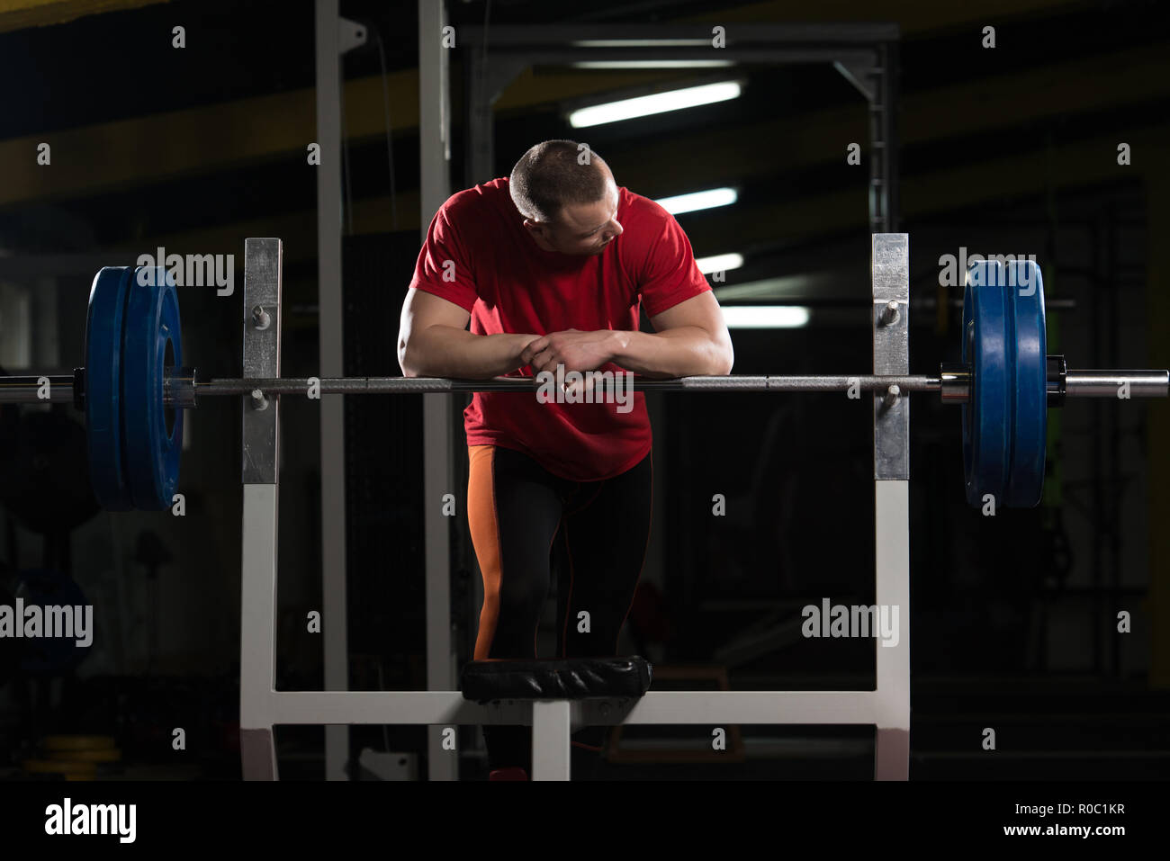 Portrait of Muscular Powerlifter Bodybuilder Fitness Model Standing ...