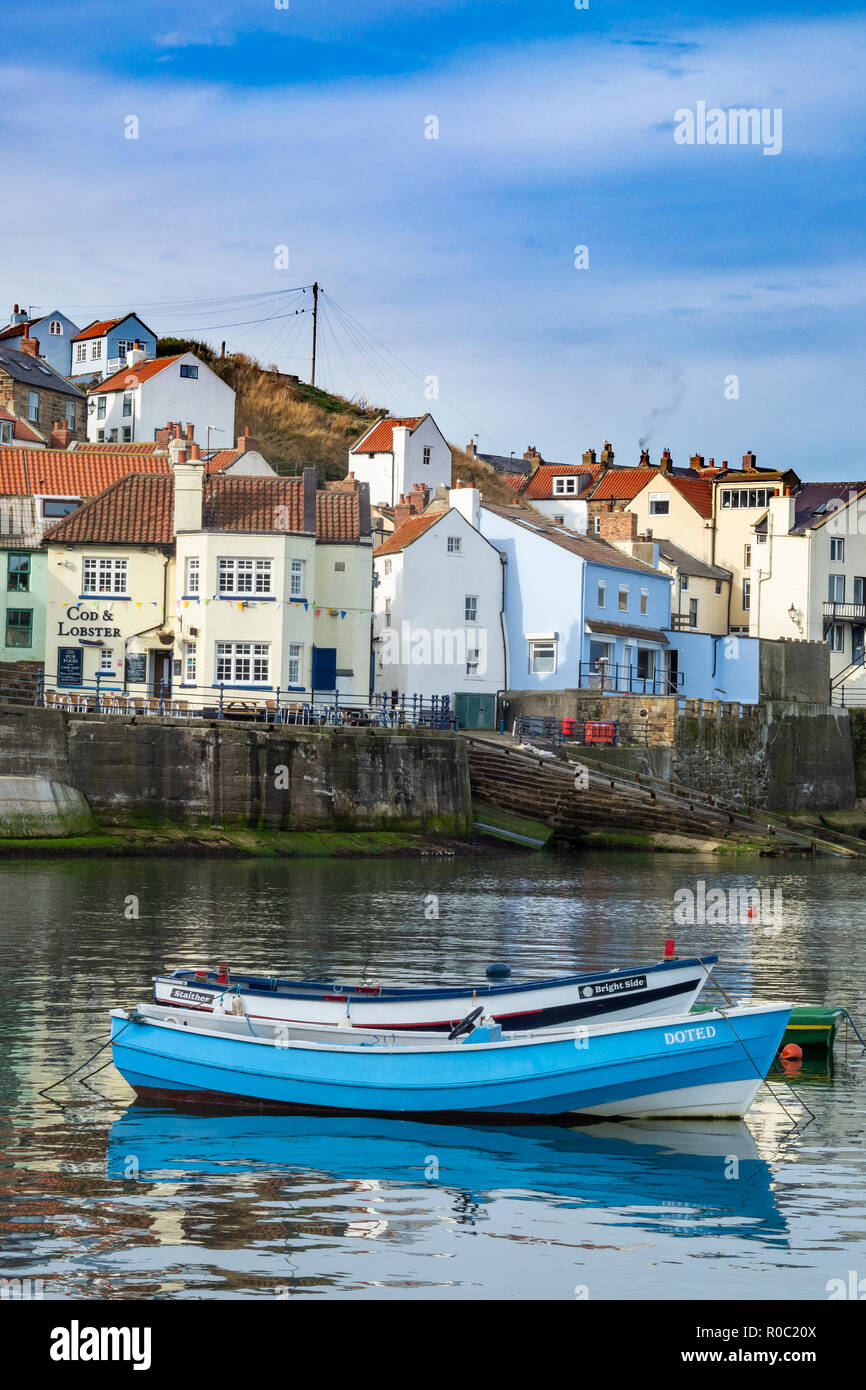 The Harbour at High Tide, Staithes, North Yorkshire Stock Photo - Alamy