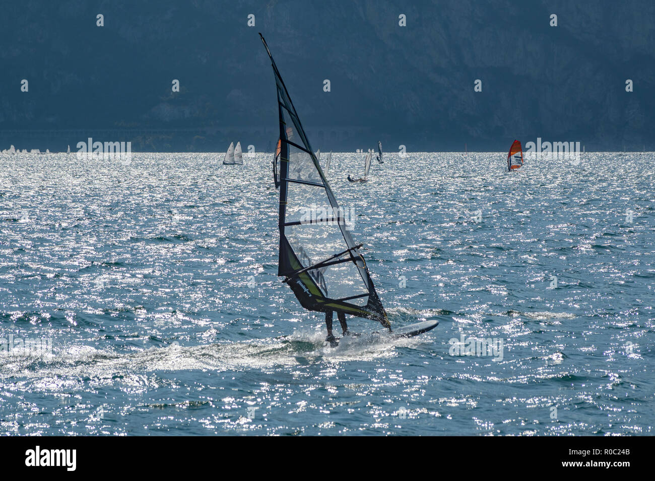 Wind Surfing northern part of Lake Garda, Italy Stock Photo - Alamy