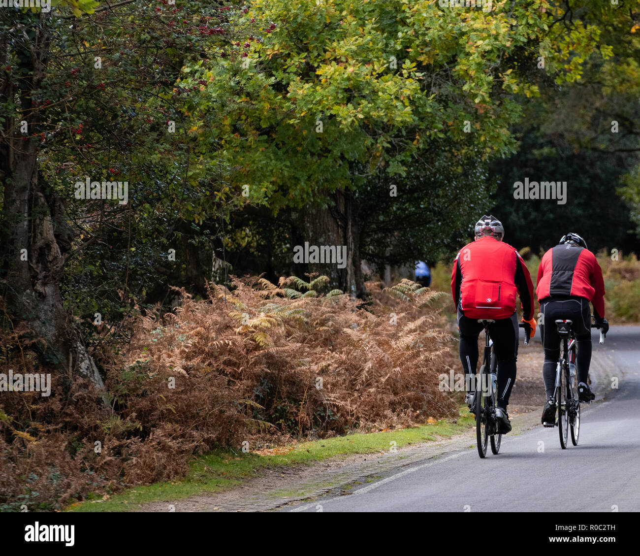 Two cyclists riding on road hi-res stock photography and images - Alamy