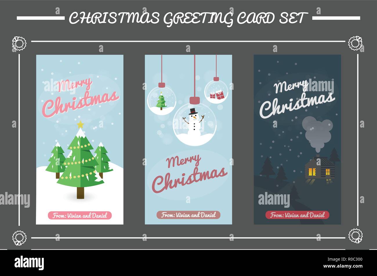 Merry Christmas set. Greeting Card Collections with Christmas Elements ...