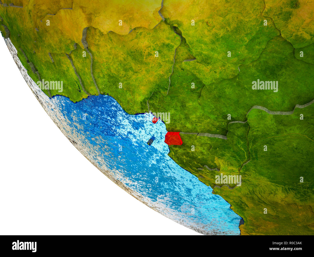 Equatorial Guinea on model of Earth with country borders and blue ...