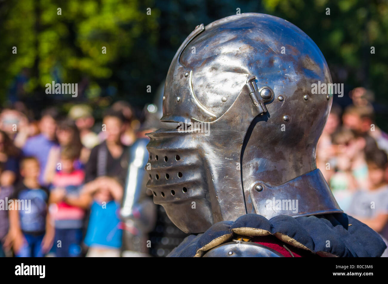 Knight's armor for historical reconstructions of medieval battles Stock ...