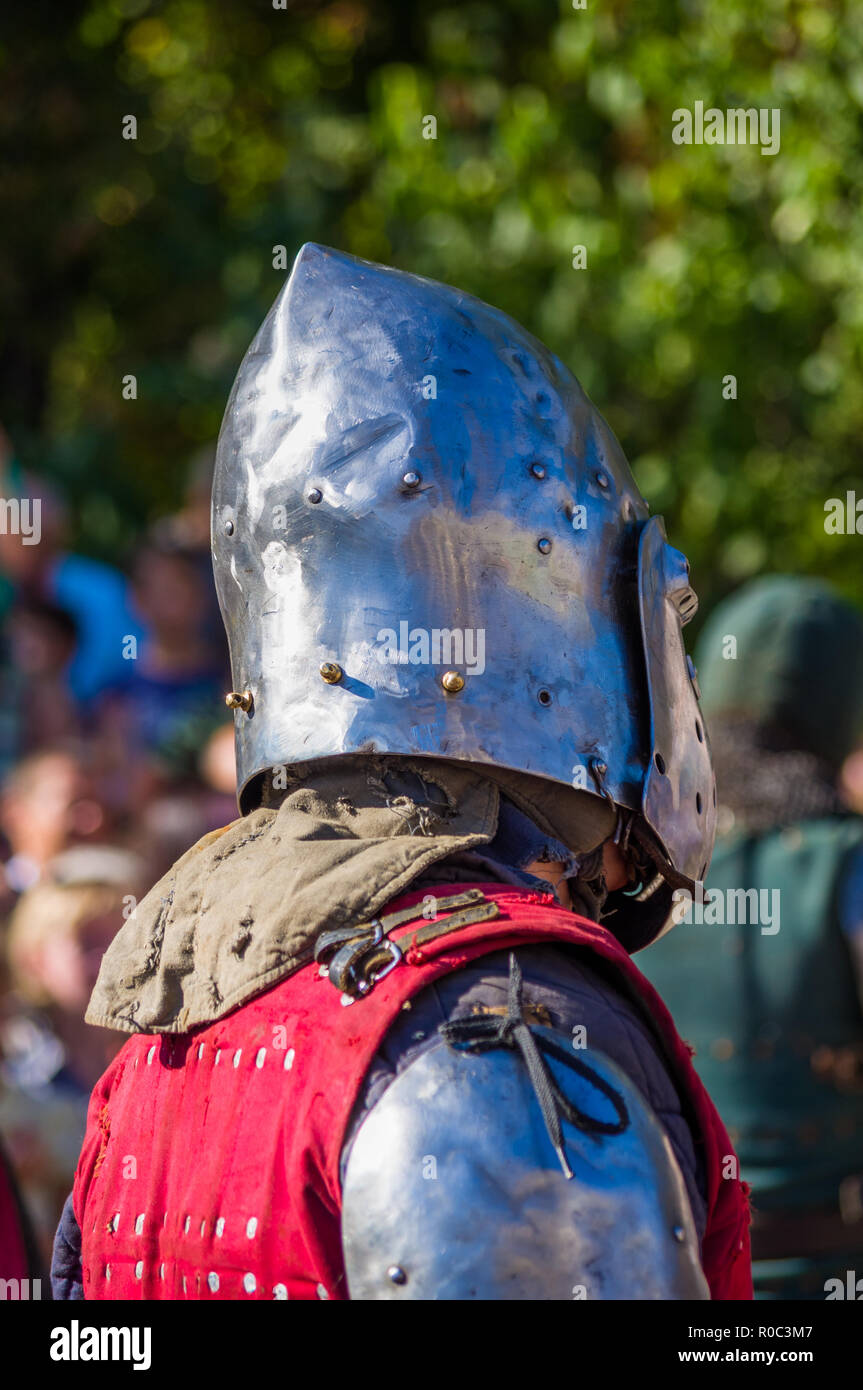 Knight's armor for historical reconstructions of medieval battles Stock ...