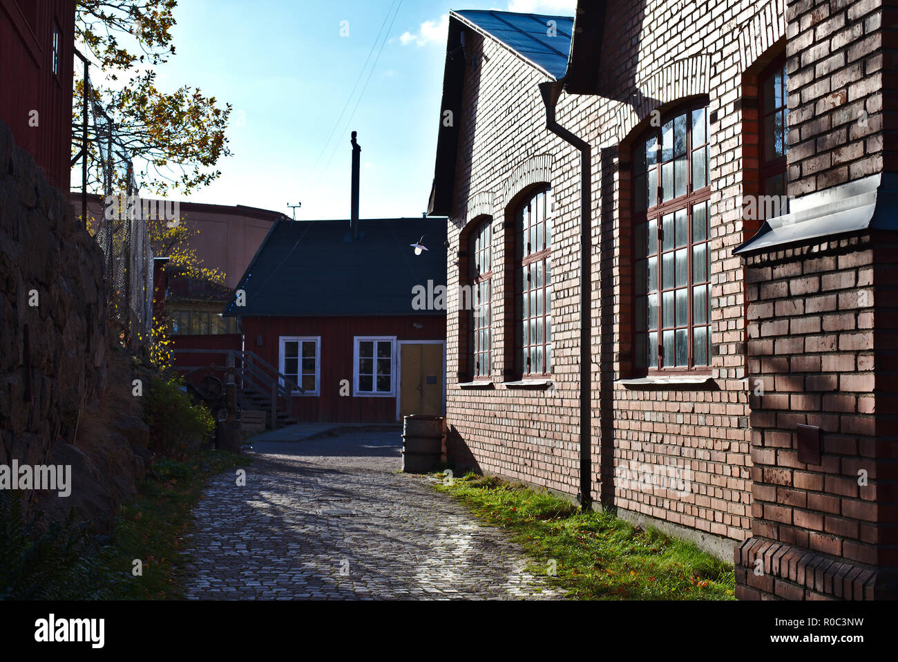 Swedish old town street Stock Photo - Alamy