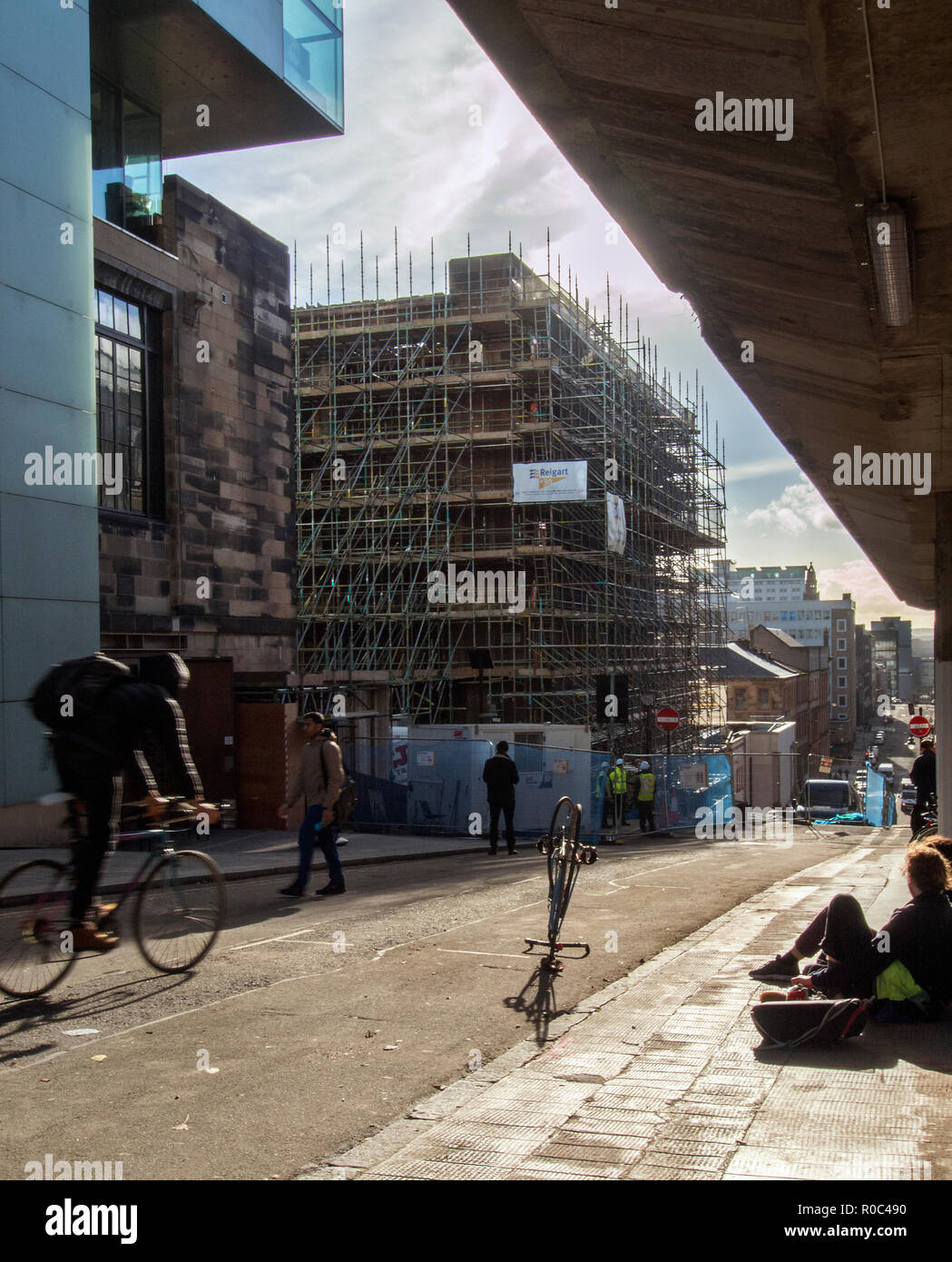 GLASGOW, SCOTLAND - NOVEMBER 2nd 2018: A students going to class while ...