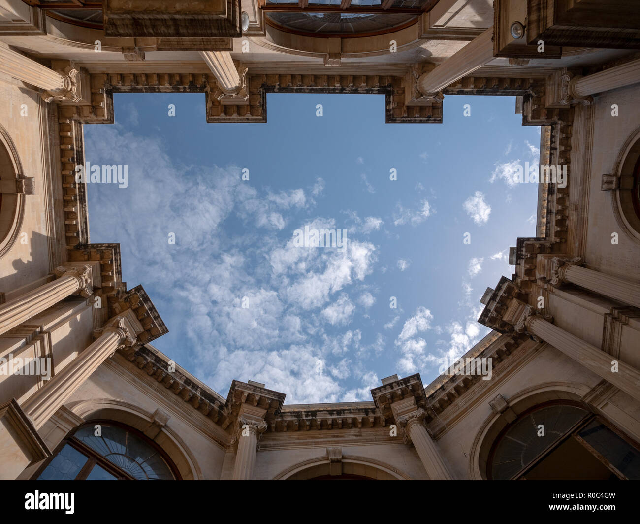 Old Greek building with columns and open roof Stock Photo - Alamy