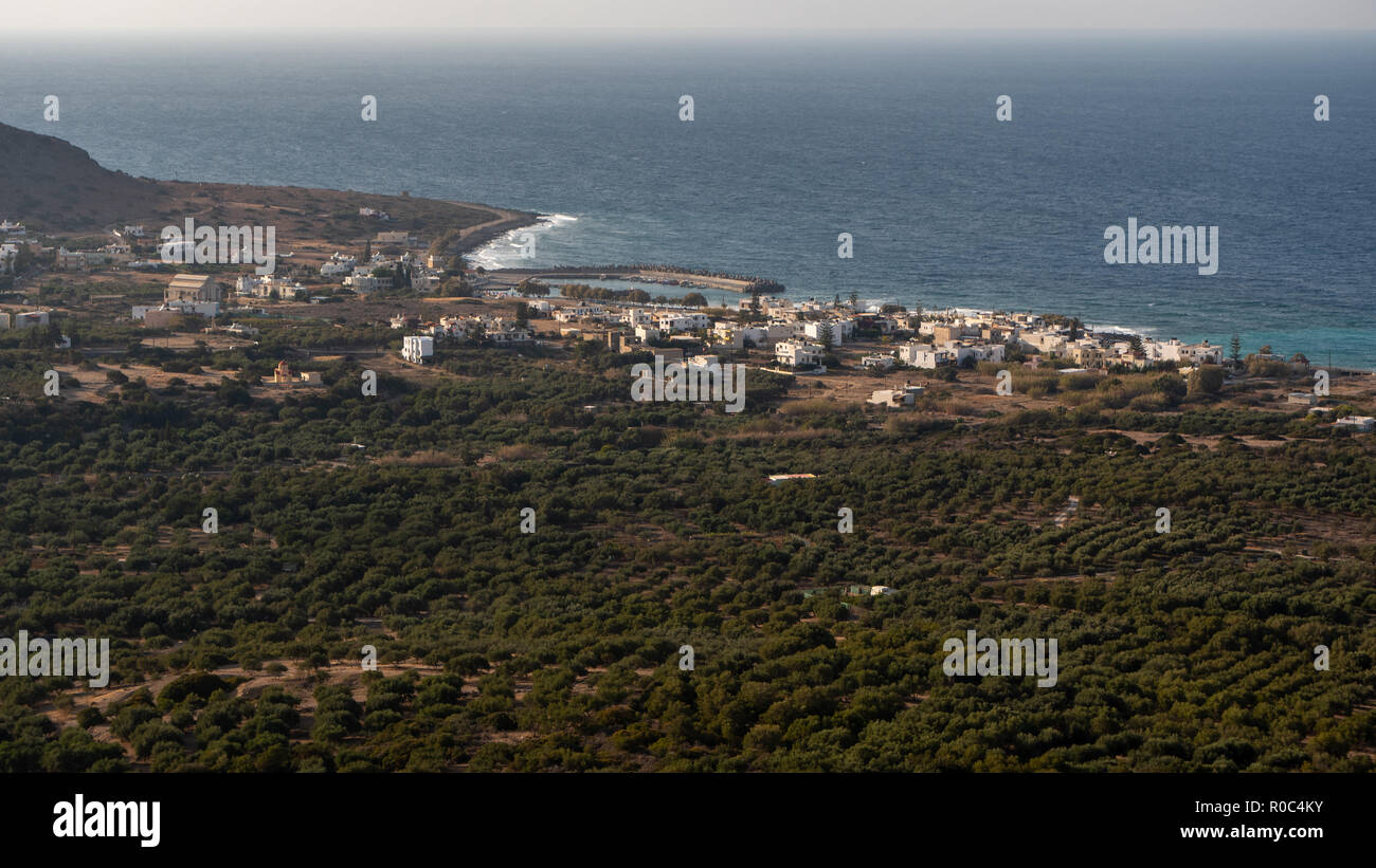 View of the coastal town of Milatos, NE Crete Stock Photo - Alamy