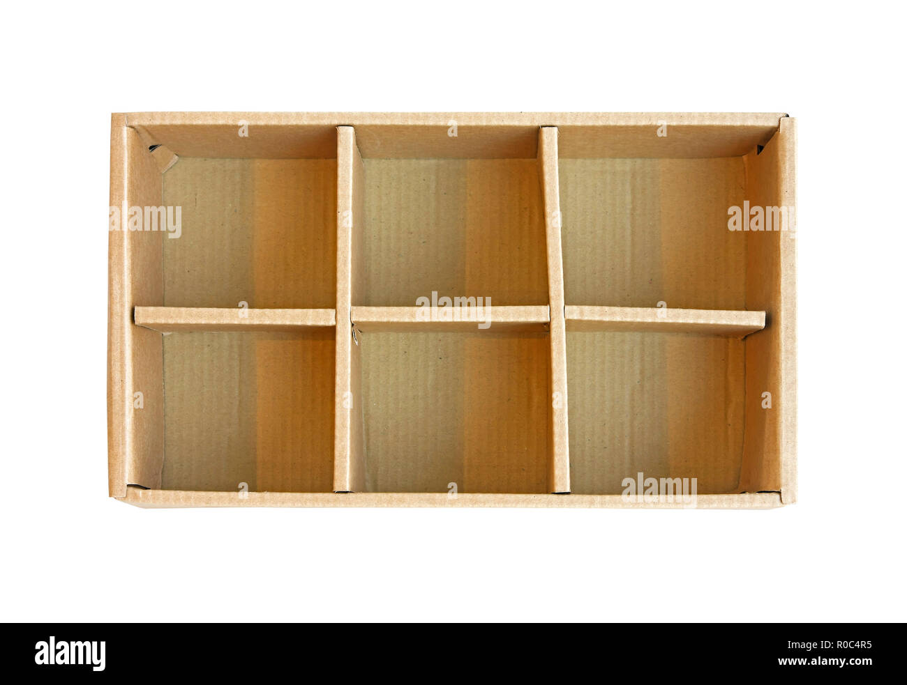 Open recycled cardboard box with compartment separators Stock Photo - Alamy