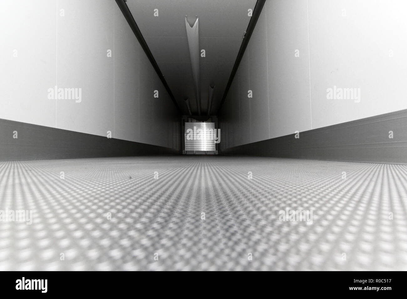 Interior of long lorry refrigerator and freezer Stock Photo - Alamy