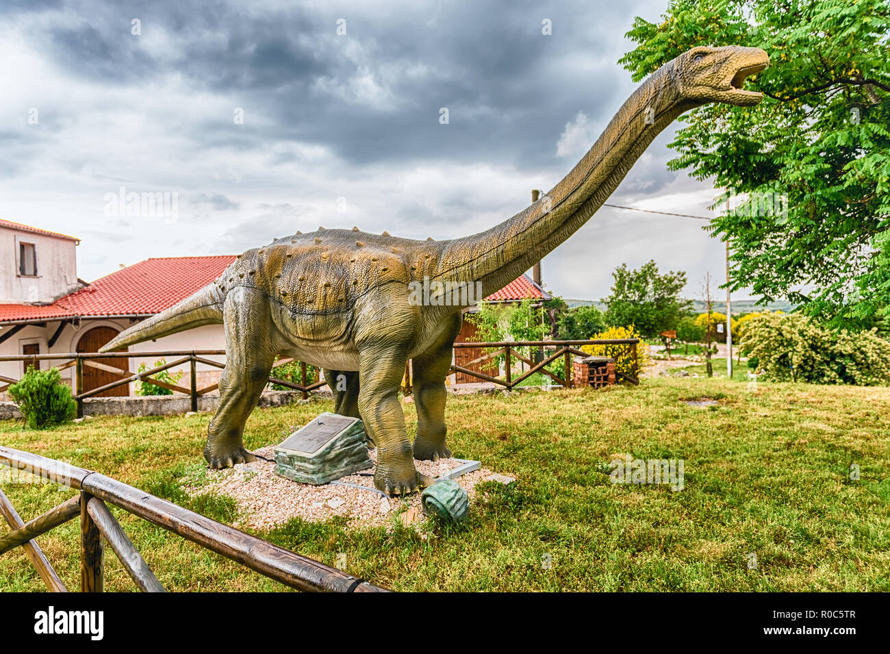 SAN MARCO IN LAMIS, ITALY - JUNE 9: Saltasaurus dinosaur, featured in ...
