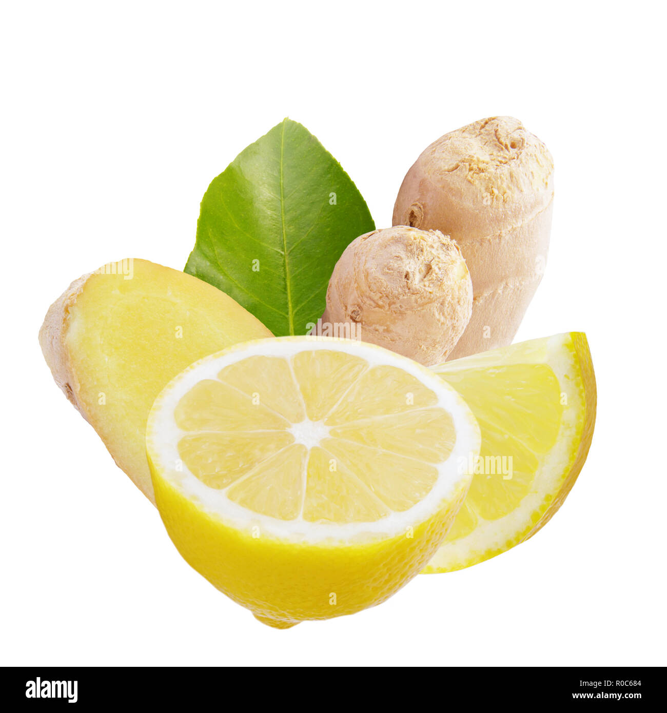 Isolated lemon and ginger on white background Stock Photo - Alamy