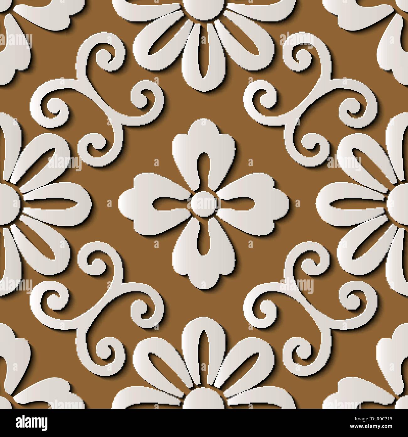 Seamless relief sculpture decoration retro pattern spiral curve cross ...