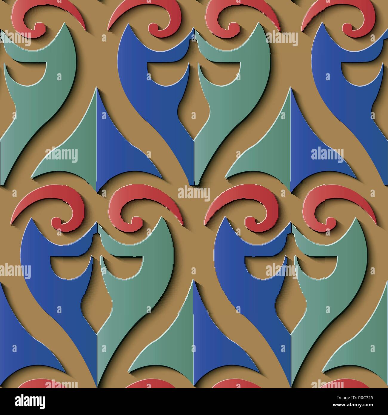 Seamless relief sculpture decoration retro pattern aobriginal geometry ...