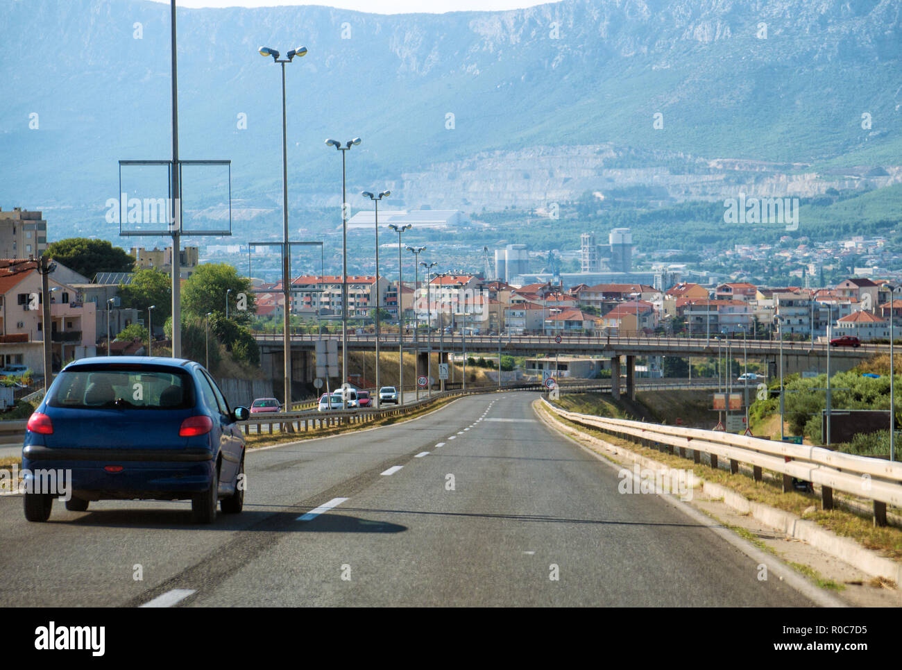 Long highway thru the Split city in Croatia Stock Photo - Alamy