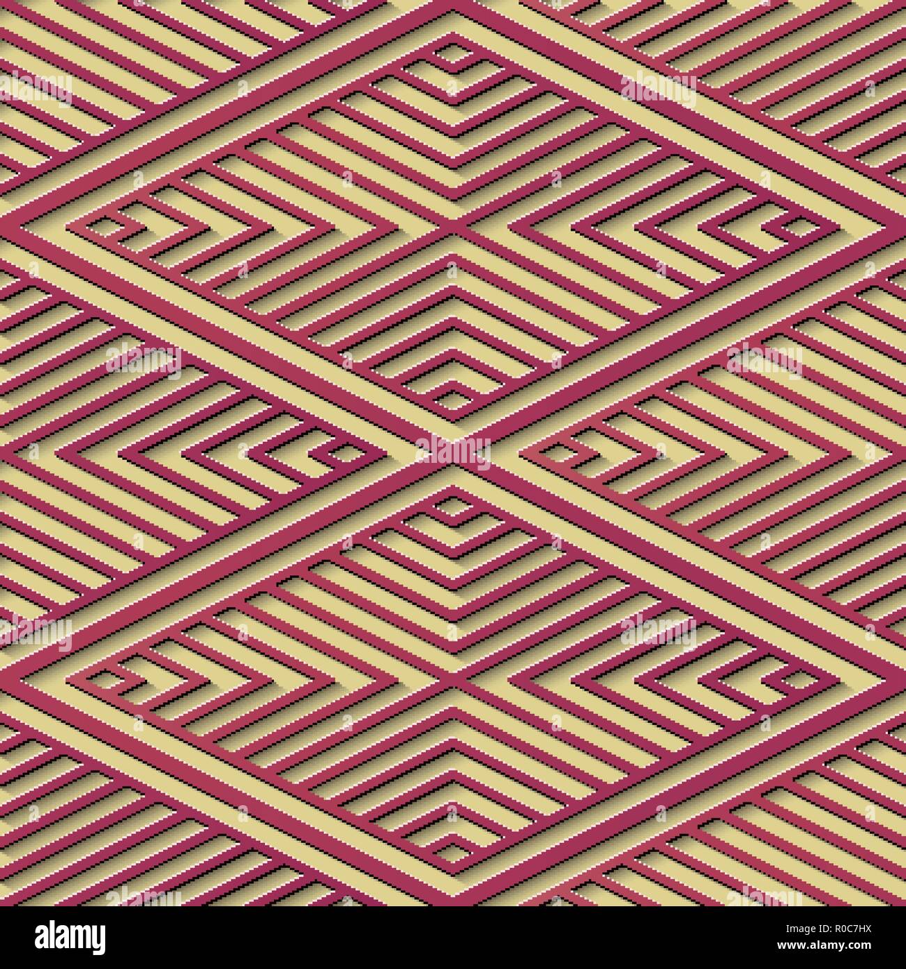 Seamless relief sculpture decoration retro pattern check geometry cross ...
