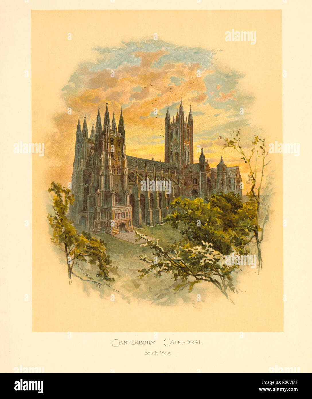 Canterbury Cathedral, South West, Arthur Wilde Parsons, 1886 Stock ...