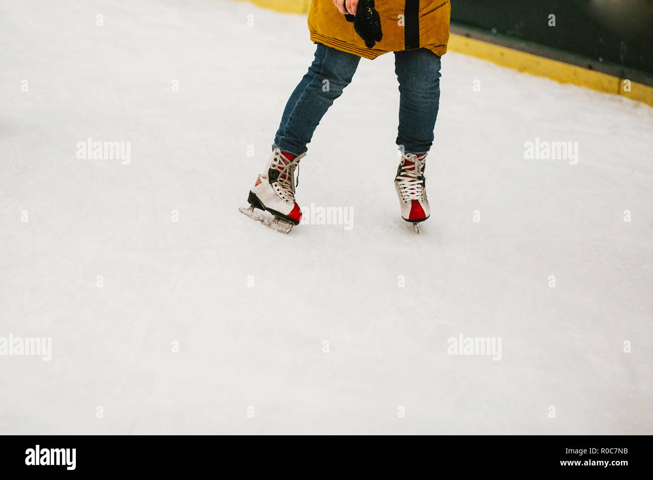 Skaters skating on iceskating ring in european city center in winter ...