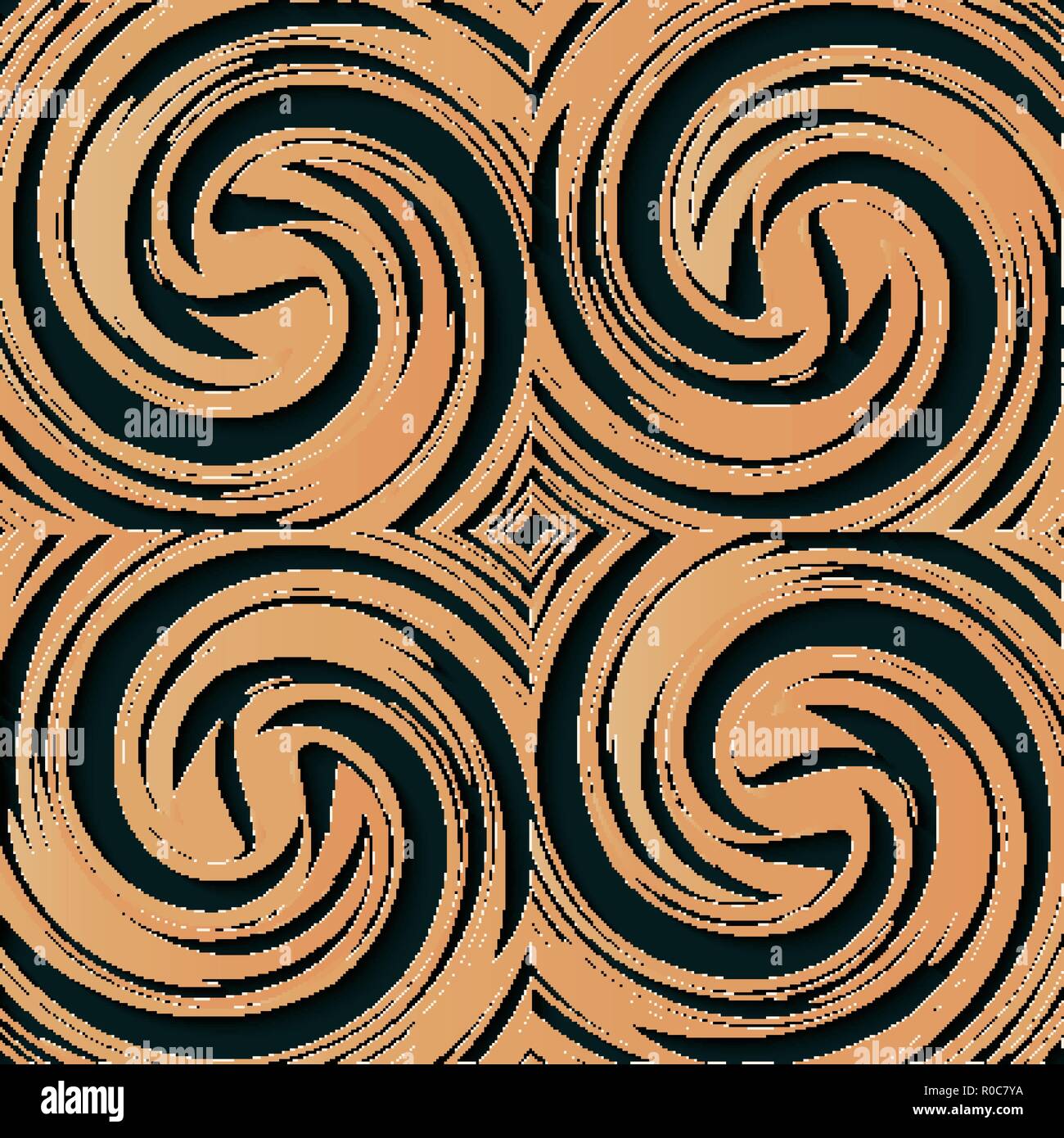 Seamless relief sculpture decoration retro pattern gold spiral vortex ...