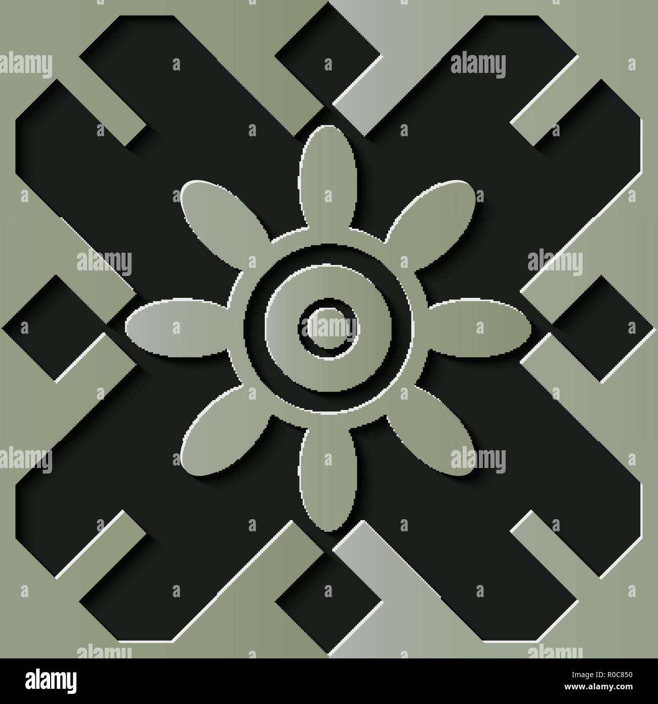 Seamless relief sculpture decoration retro pattern round cross geometry ...