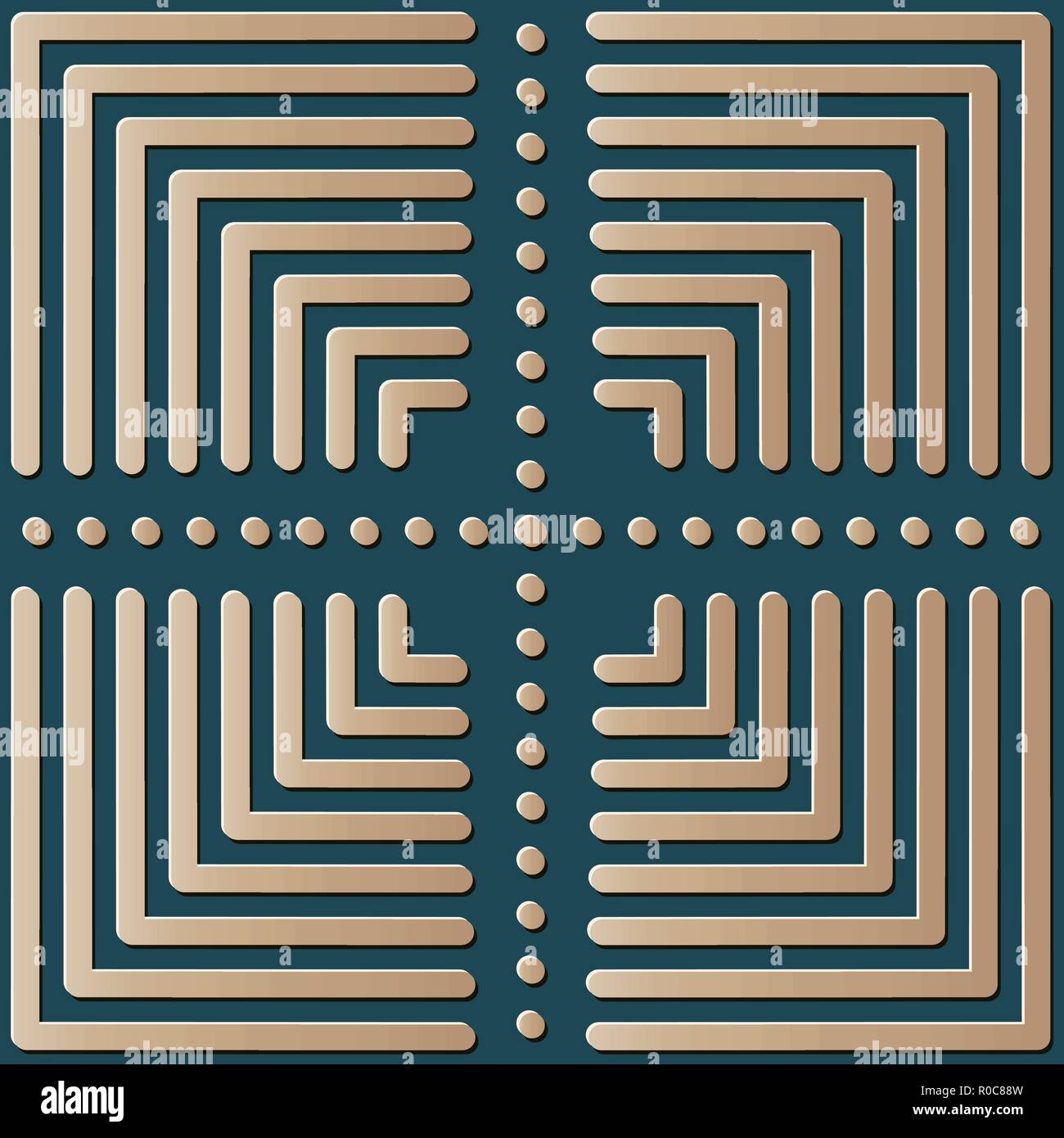 Seamless relief sculpture decoration retro pattern gold spiral geometry ...