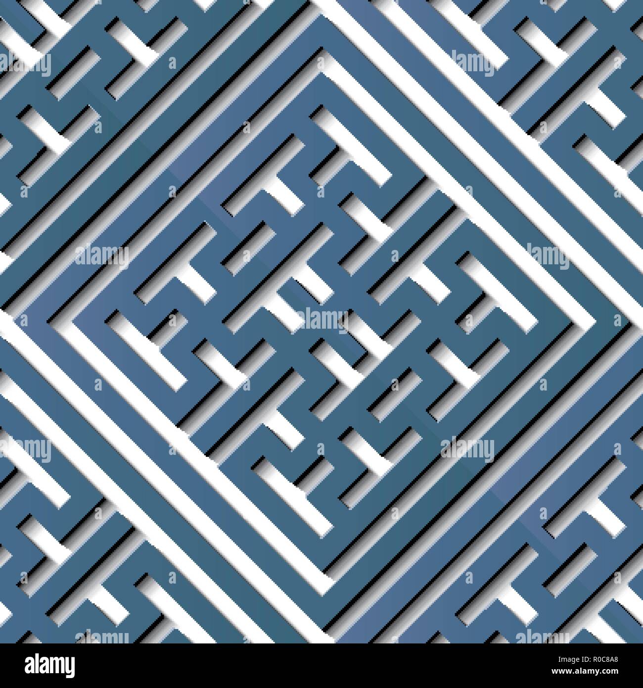 Seamless relief sculpture decoration retro pattern blue spiral geometry ...