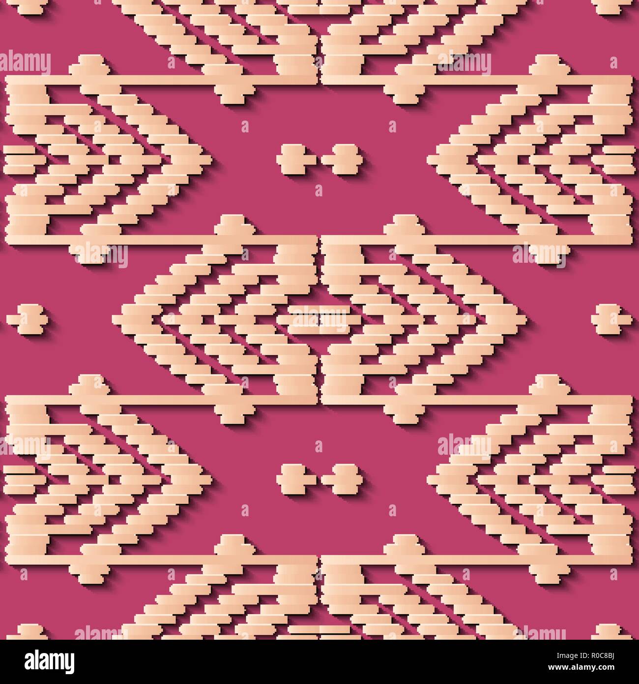 Seamless relief sculpture decoration retro pattern polygon geometttry ...