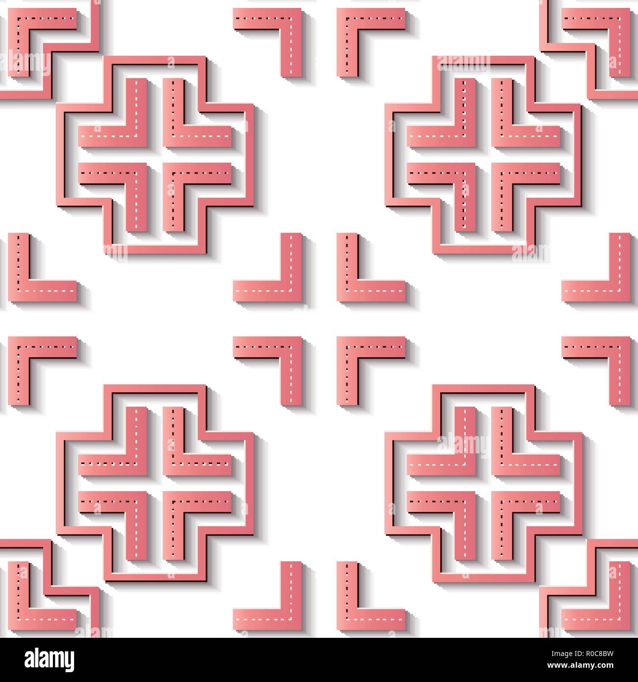 Seamless relief sculpture decoration retro pattern geometry cross frame ...