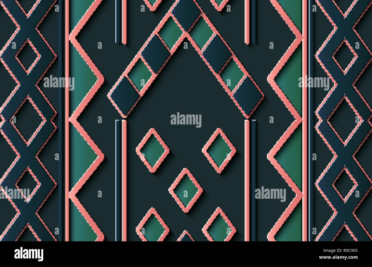 Seamless relief sculpture decoration retro pattern geometry triangle ...