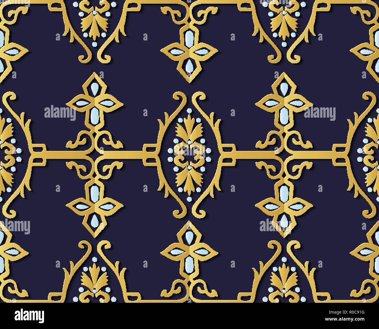 Seamless relief sculpture decoration retro pattern luxury royal gold ...