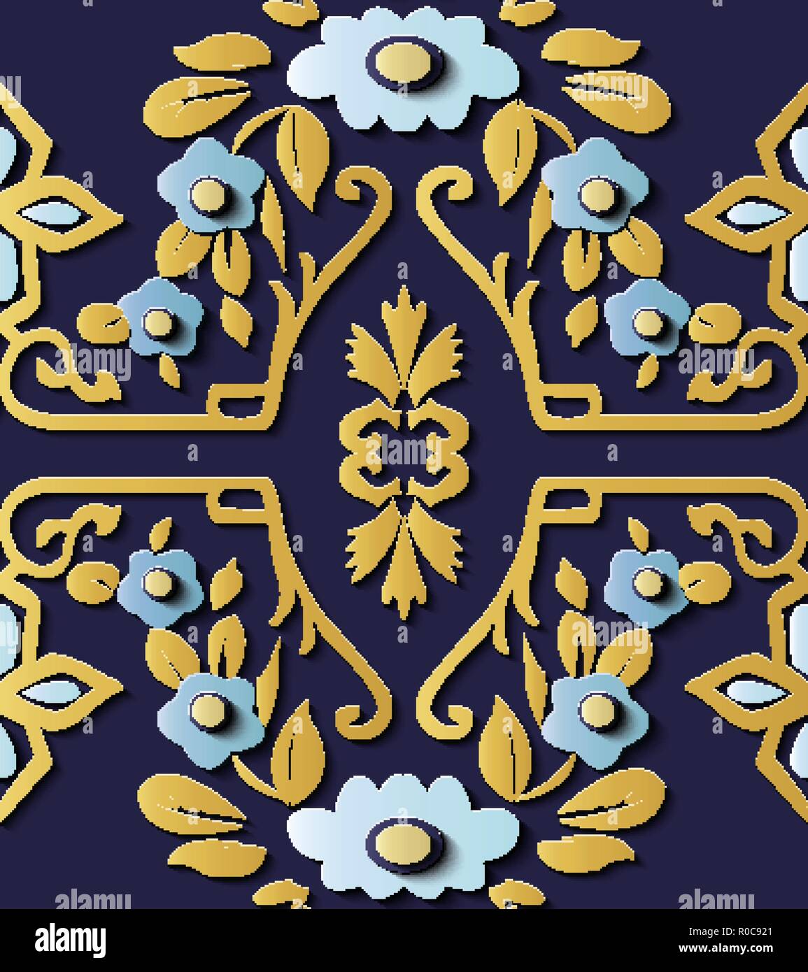 Seamless relief sculpture decoration retro pattern luxury royal gold ...