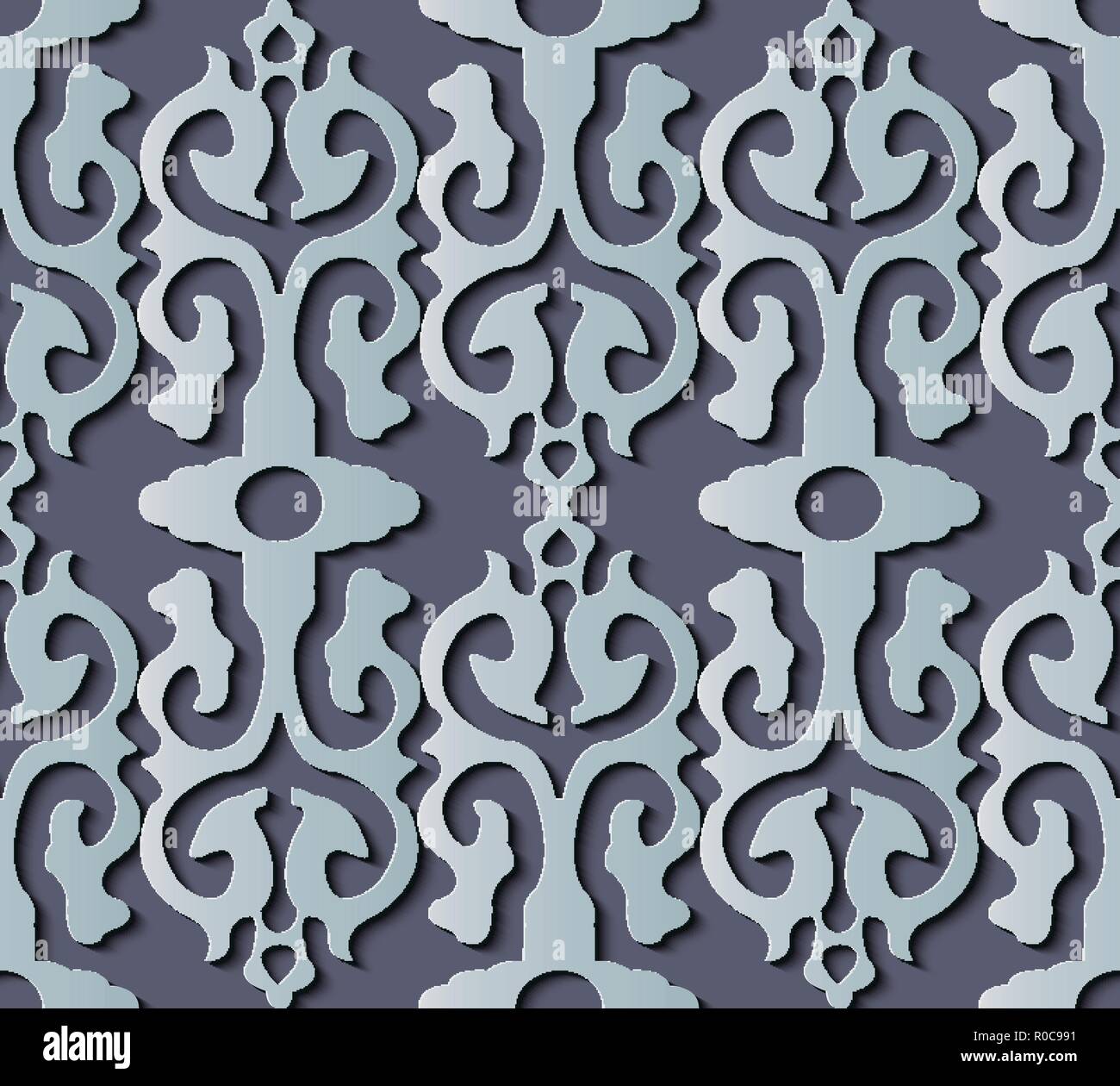 Seamless relief sculpture decoration retro pattern Asian spiral curve ...