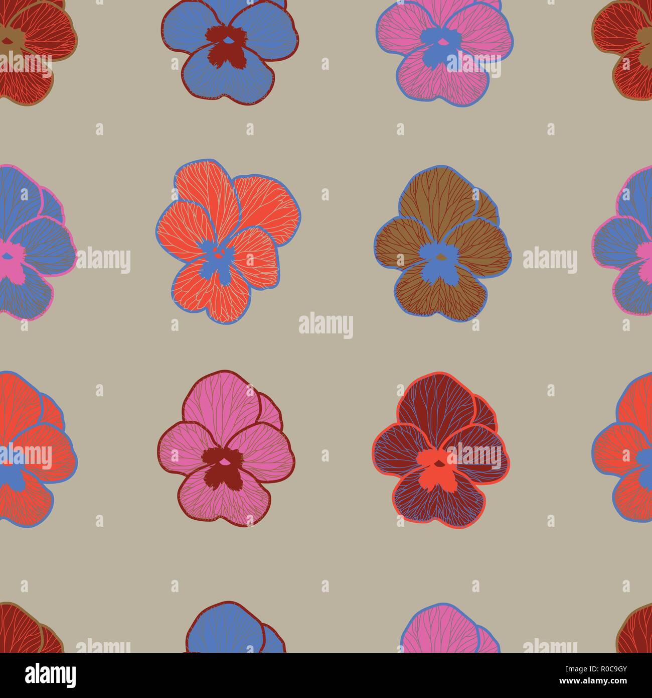 Vector illustration of floral seamless pattern.Pansy flower Stock ...