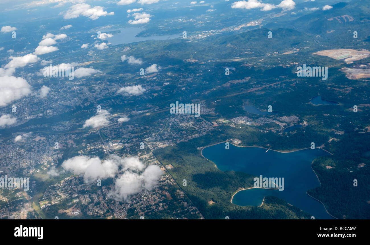 Aerial View from Airplane Aproaching Seattle Airport Stock Photo - Alamy