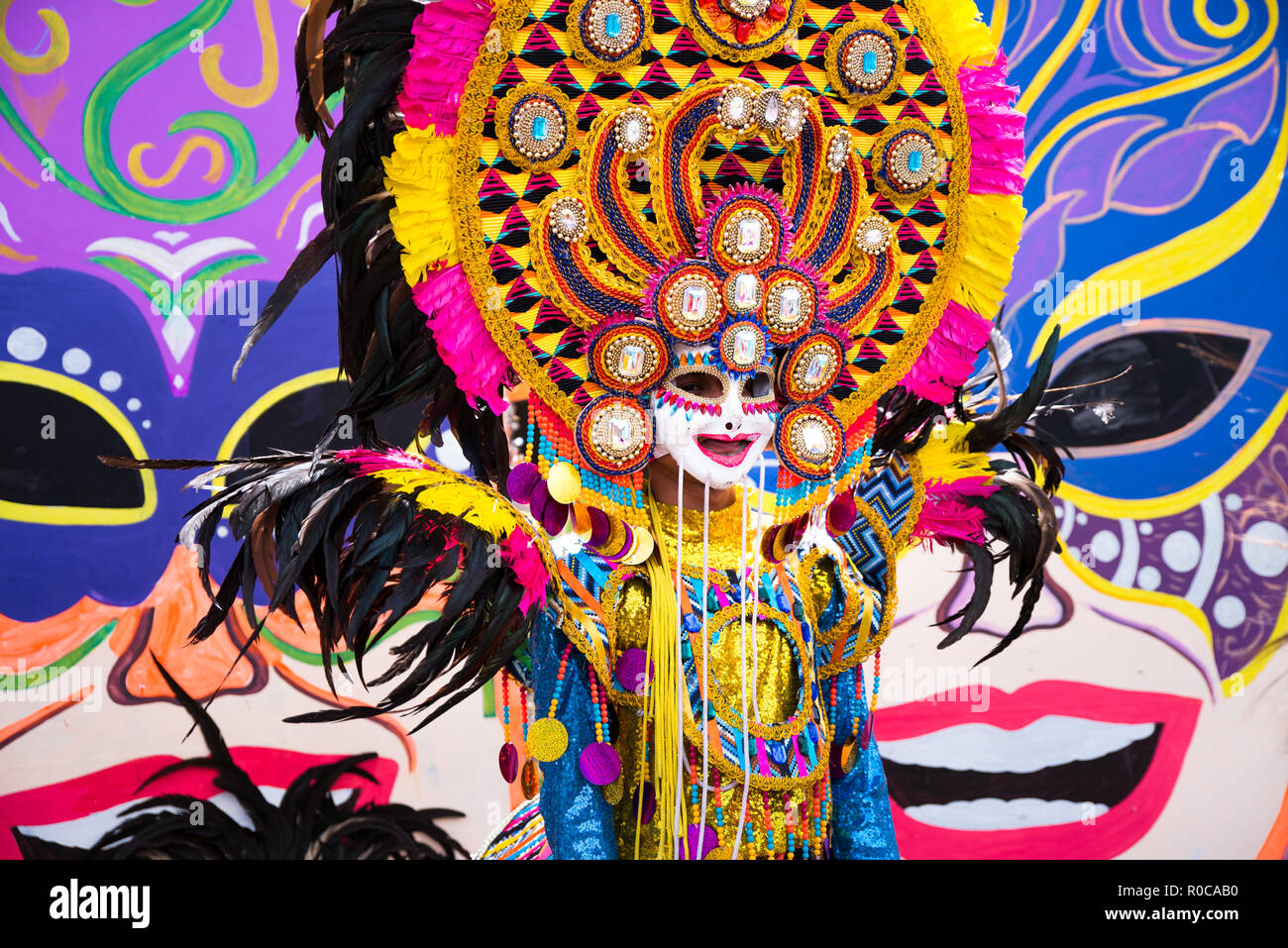 Parade of colorful smiling mask at 2018 Masskara Festival, Bacolod City ...