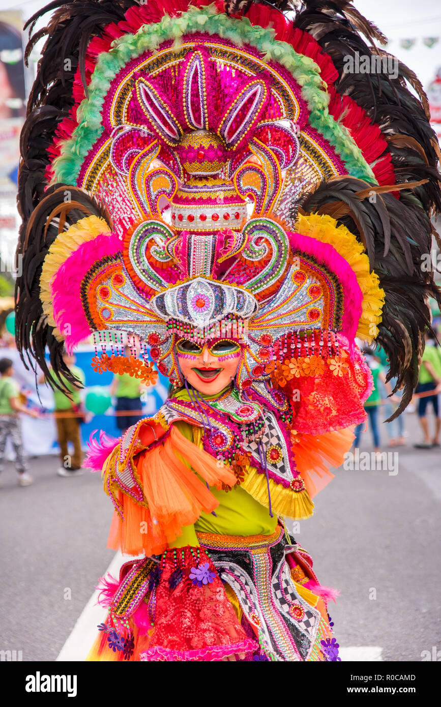 Parade of colorful smiling mask at 2018 Masskara Festival, Bacolod City ...