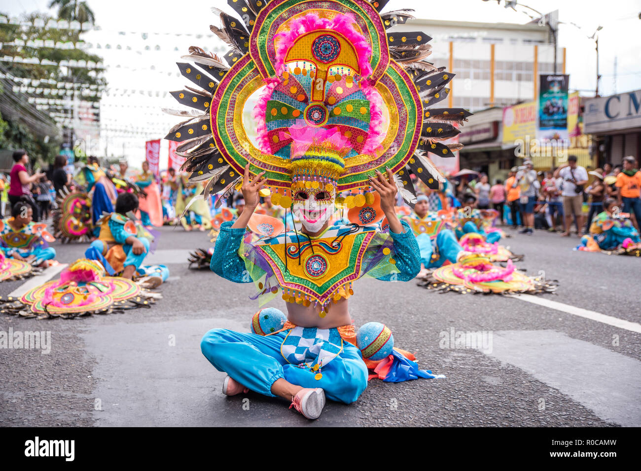 Parade of colorful smiling mask at 2018 Masskara Festival, Bacolod City ...