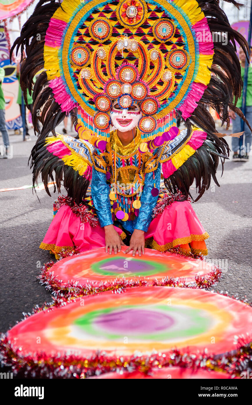 Parade of colorful smiling mask at 2018 Masskara Festival, Bacolod City ...
