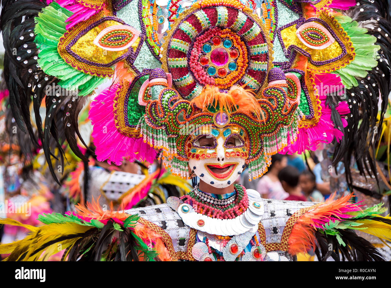 Parade of colorful smiling mask at 2018 Masskara Festival, Bacolod City ...