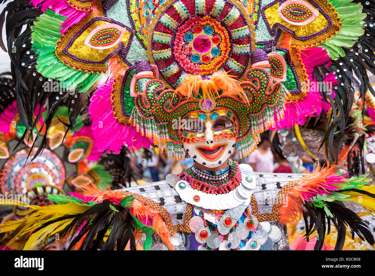Parade of colorful smiling mask at 2018 Masskara Festival, Bacolod City ...