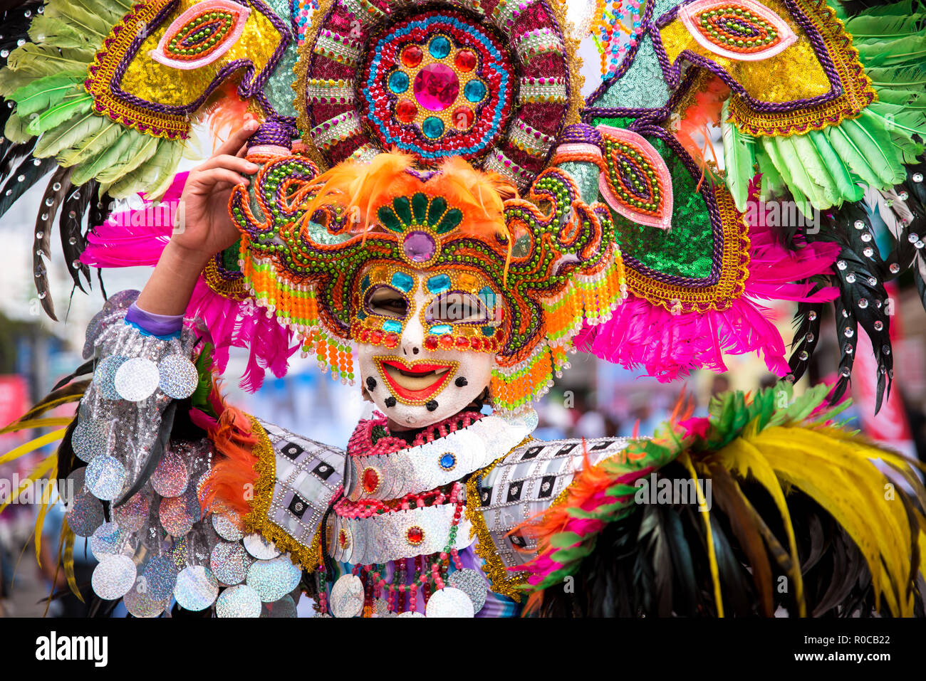 Parade of colorful smiling mask at 2018 Masskara Festival, Bacolod City ...