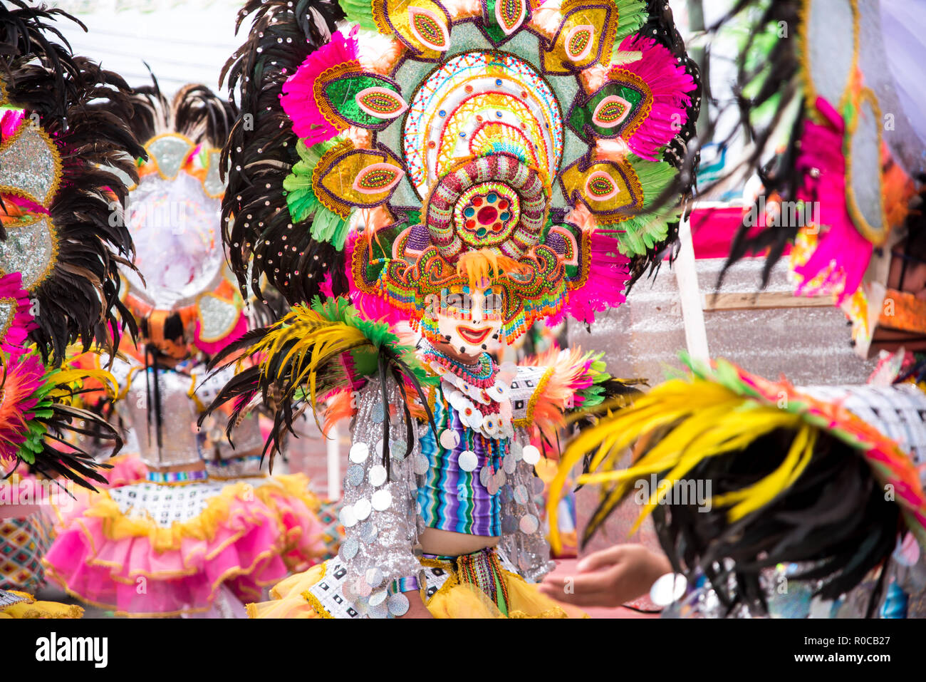 Parade of colorful smiling mask at 2018 Masskara Festival, Bacolod City ...
