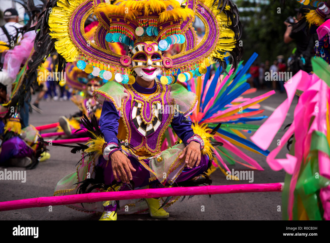 Parade of colorful smiling mask at 2018 Masskara Festival, Bacolod City ...