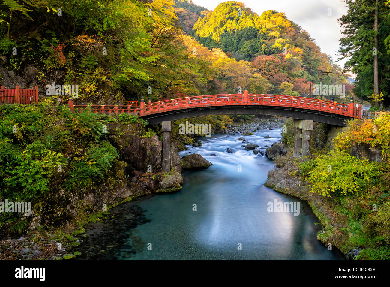 Fall in the morning in Nikko// Long exposure with Shinkyo bridge in ...