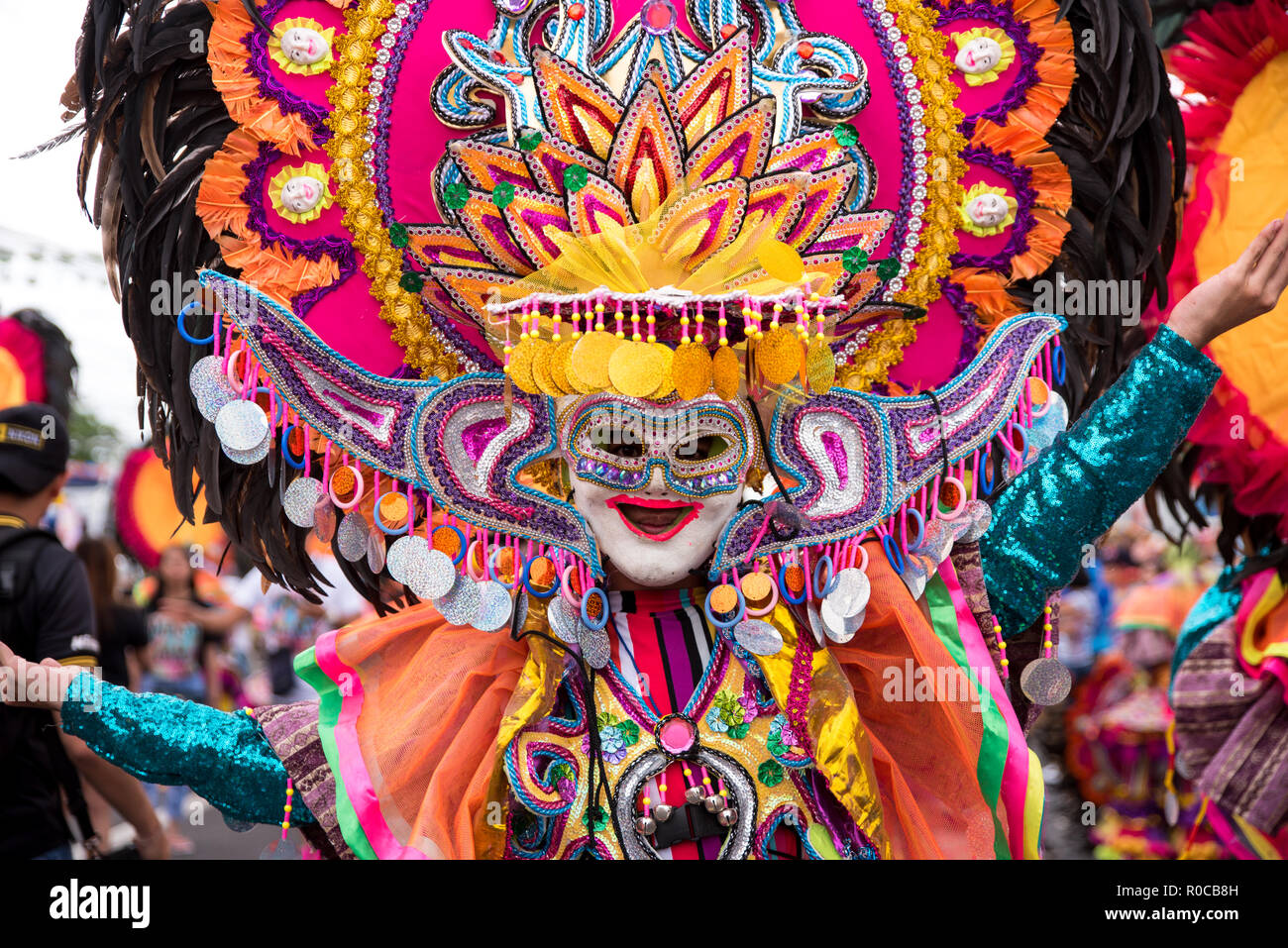 Parade of colorful smiling mask at 2018 Masskara Festival, Bacolod City ...